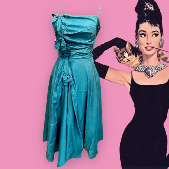 Dresses | Dainty Darling Teal 8s Ruched W Bow Accents Gown Dress | Poshmark
